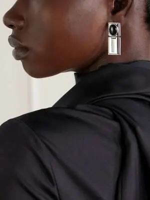 DEHANCHE Signet Stone Hinge Gold-plated Onyx Earrings