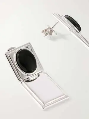 DEHANCHE Signet Stone Hinge Gold-plated Onyx Earrings