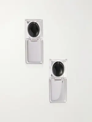 DEHANCHE Signet Stone Hinge Gold-plated Onyx Earrings - Silver