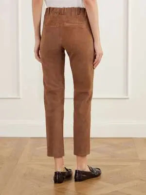 ARMA Jen Paneled Suede Straight-leg Pants