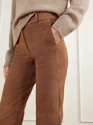 ARMA Jen Paneled Suede Straight-leg Pants - Tan