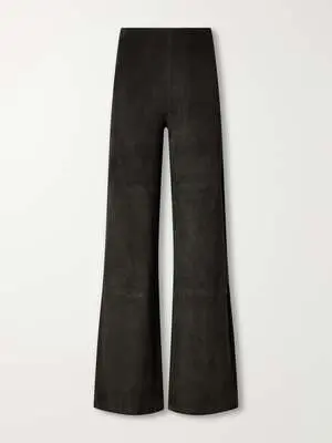 ARMA Karina Paneled Suede Straight-leg Pants - Black