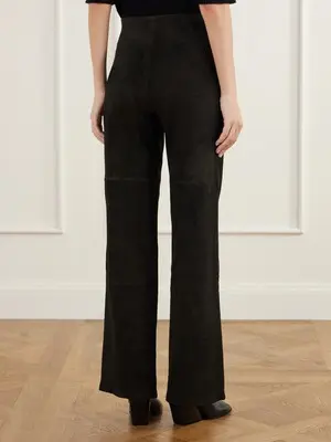ARMA Karina Paneled Suede Straight-leg Pants - Gray