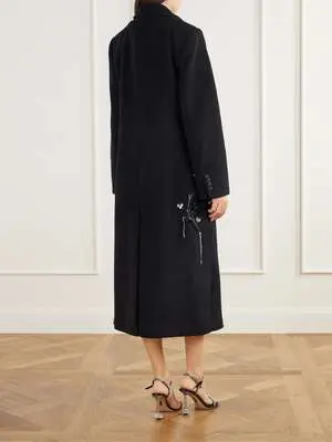 Simkhai Gianni Bead-embellished Double-breasted Wool-blend Felt Coat