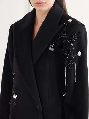 Simkhai Gianni Bead-embellished Double-breasted Wool-blend Felt Coat