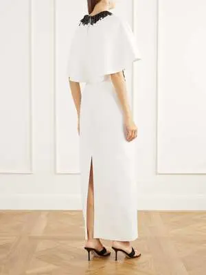 Simkhai Vantrel Cape-effect Bead-embellished Cady Gown