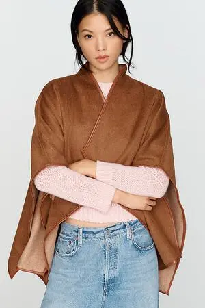 ROFFE Faux Suede Poncho - Camel