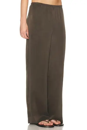 EAVES Loretta Wide Leg Washed Silk Pant In Chocolate