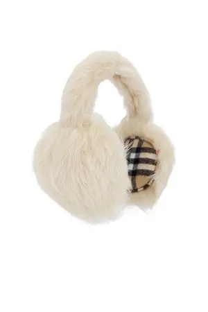 Burberry Shearling Earmuffs In Beige - Sand