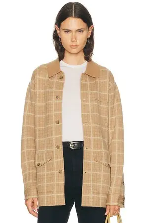Guest In Residence Tartan Industry Jacket In Tan - Camel Combo