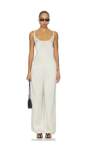 EAVES Romy Washed Silk Top In Grey