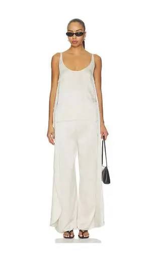 EAVES Romy Washed Silk Top In Grey