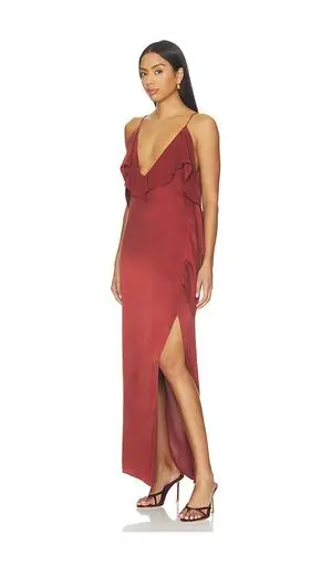 EAVES Emilia Washed Silk Gown In Burgundy
