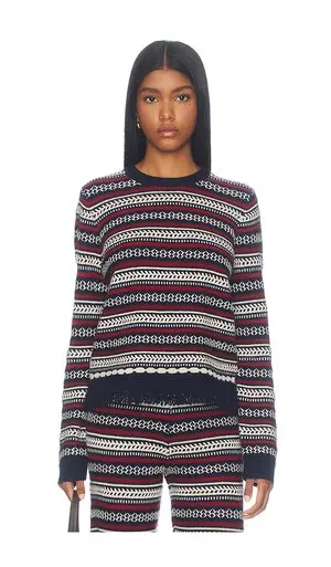 Guest In Residence Western Stripe Crew Sweater In Multi - Midnight Combo