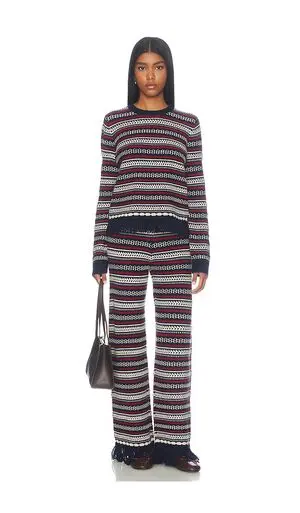 Guest In Residence Western Stripe Crew Sweater In Multi