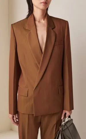 Victoria Beckham Dropped-lapel Wool Blazer - Brown