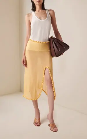 Victoria Beckham Bubble-trim Georgette Midi Skirt