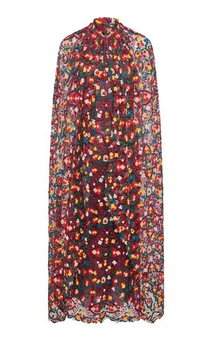 Gabriela Hearst Elisabetta Cotton Cape Maxi Dress - Multi