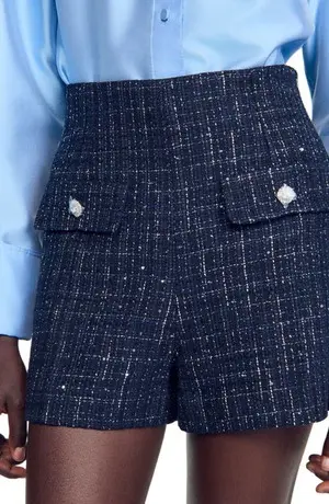 Sandro Decorative Tweed Shorts