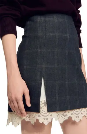 Sandro Short Skirt With Lace Panel