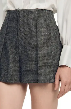 Sandro Houndstooth Wool Shorts