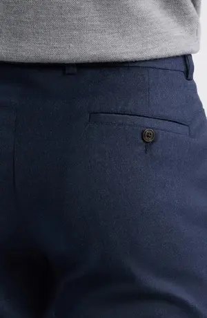 JACK VICTOR Sage Wool Flannel Stretch Pants - Blue