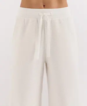 PACT Organic Cotton Luxe Waffle Wide Leg Pant - Soft Ivory