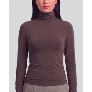 LORDS OF HARLECH Lyocell Stretch Turtleneck - Brownie