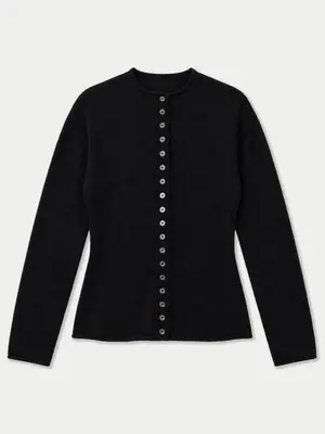 Gobi Cashmere Cashmere High-neck Buttoned Cardigan - Black