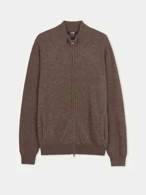 Gobi Cashmere Cashmere Full-zip Stand-collar Cardigan - Cocoa