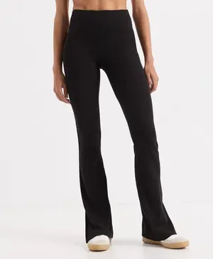 PACT On The Go-to Rib Bootcut Slit Hem Legging Made With Organic Cotton - Black