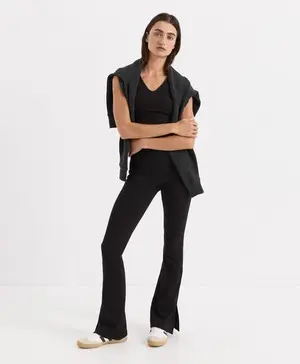 PACT On The Go-to Rib Bootcut Slit Hem Legging Made With Organic Cotton - Black