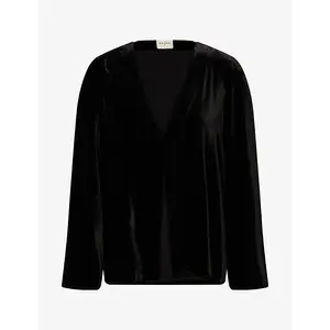 Le Kasha V-neck Long-sleeve Velvet Top