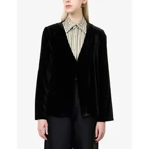 Le Kasha V-neck Long-sleeve Velvet Top