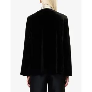 Le Kasha V-neck Long-sleeve Velvet Top
