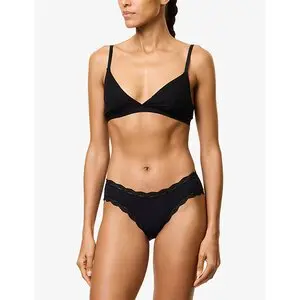 STRIPE & STARE Lace-trim Pack Of Four Stretch-jersey Briefs