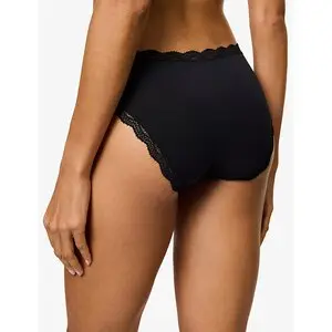 STRIPE & STARE Lace-trim Pack Of Four Stretch-jersey Briefs