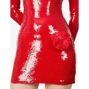 David Koma Flower Embroidered Sequin Mini Dress