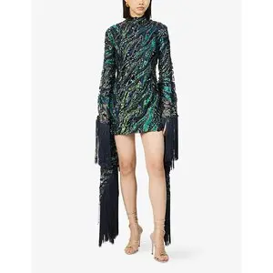 TALLER MARMO Disco Dragon Fringed Sequin-woven Mini Dress