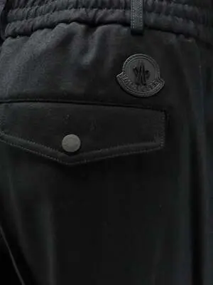 Moncler Virgin Wool Trousers With Elastic And Drawstring - Black