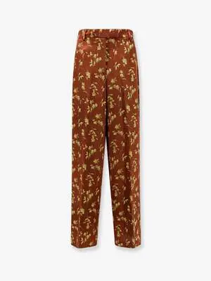 Dries Van Noten Viscose Blend Trousers With Floral Pattern