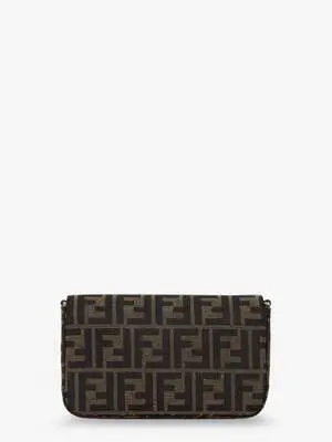 Fendi Wallet On Chain Tube Ff Zucca Fabric Crossbody Bag - Brown