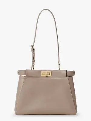 Fendi My Peekanno Small Leather Shoulder Bag - Beige