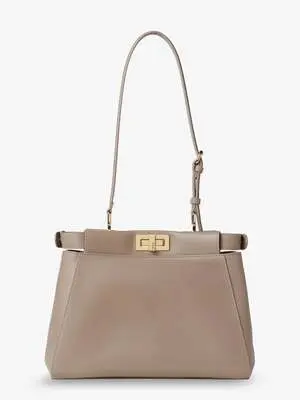 Fendi My Peekanno Small Leather Shoulder Bag - Beige