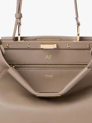 Fendi My Peekanno Small Leather Shoulder Bag - Beige