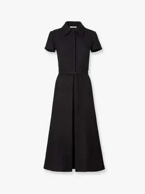 Fendi Wool Blend Long Dress - Black