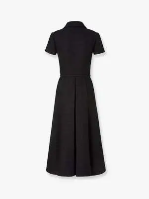 Fendi Wool Blend Long Dress - Black