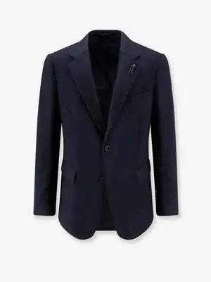 LARDINI Cashmere Blazer With Iconic Metal Pin