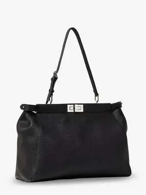 Fendi My Peekaboo Large Leather Crossbody Bag - Black