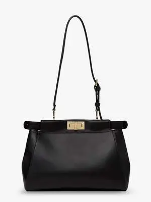 Fendi My Peekaboo Small Leather Shoulder Bag - Black